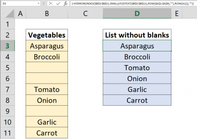 How to remove blanks from a list
